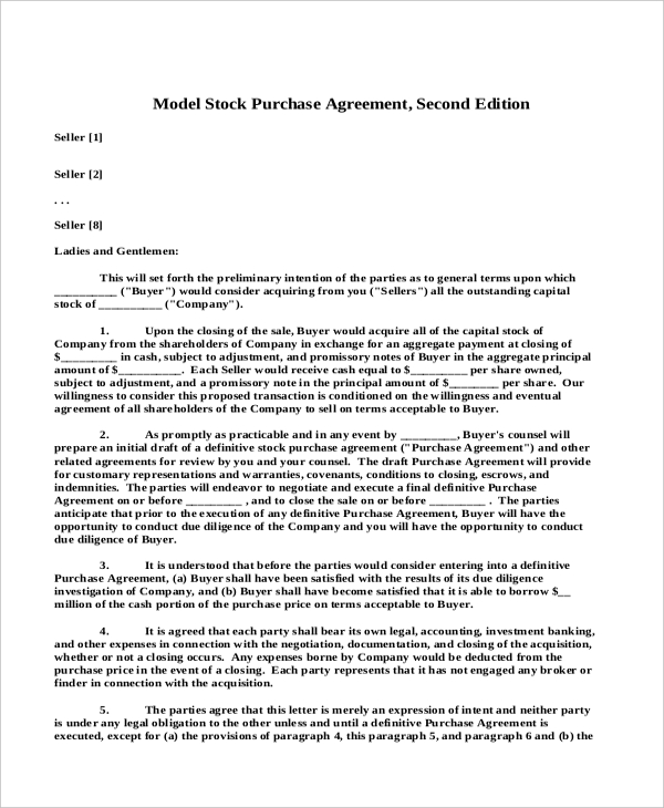 FREE 7+ Sample Stock Purchase Agreement Forms in PDF | MS Word