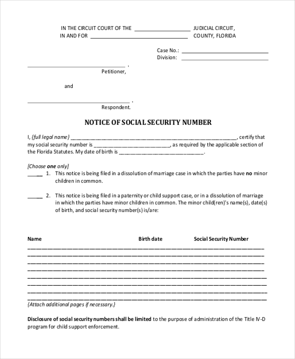 FREE 16+ Sample Social Security Forms in PDF | MS Word