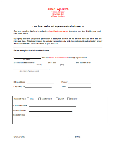 FREE 14+ Credit Card Authorization Form Samples, PDF, MS Word, Google ...