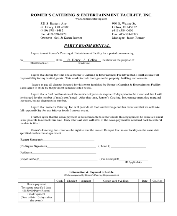 FREE 10+ Sample Room Rental Forms in PDF | MS Word