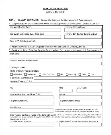 FREE 9+ Sample Proof of Claim Forms in PDF | Excel