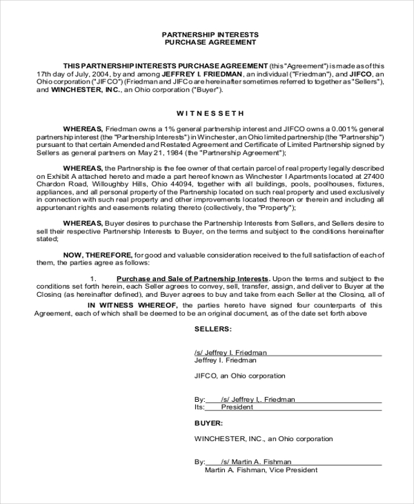 Partnership Buyout Agreement Template Collection