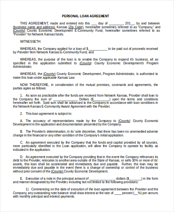 FREE 9+ Sample Personal Agreement Forms in PDF | MS Word