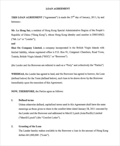 FREE 7+ Sample Personal Loan Agreements in PDF | MS Word