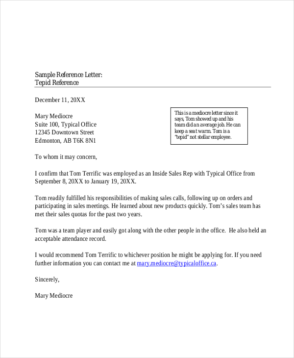 Critical Essay Simple Reference Letter Sample