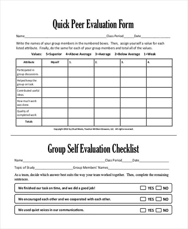FREE 11 Sample Evaluation Forms In PDF Excel MS Word