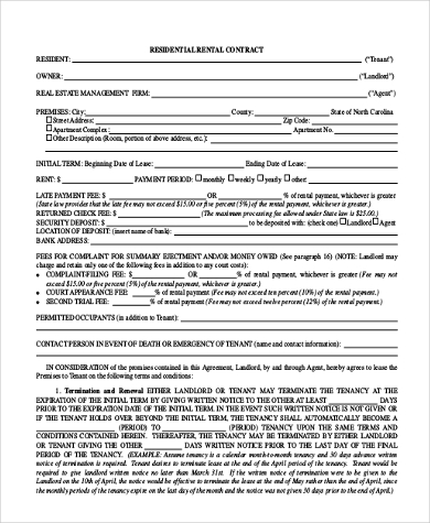 FREE 8+ Sample Rent Contract Forms in PDF | MS Word