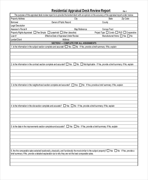 FREE 7+ Sample Real Estate Appraisal Forms in PDF | MS Word