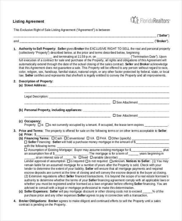 FREE 7+ Sample Real Estate Agreement Sample Forms in MS Word | PDF
