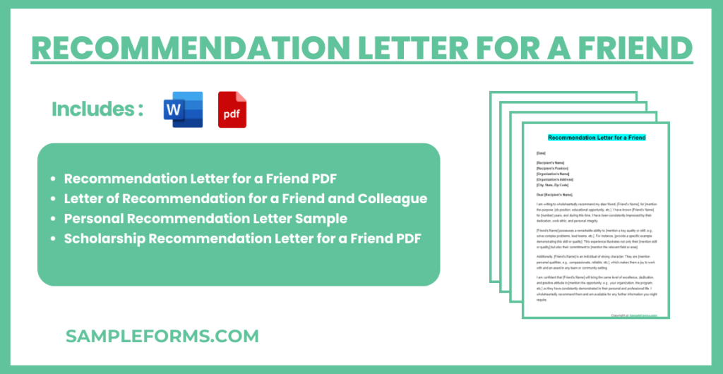 FREE 10+ Recommendation Letter for a Friend Samples, PDF, Word, Google Docs