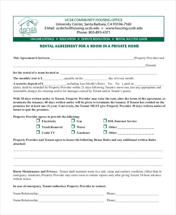 FREE 10+ Sample Room Rental Forms in PDF | MS Word