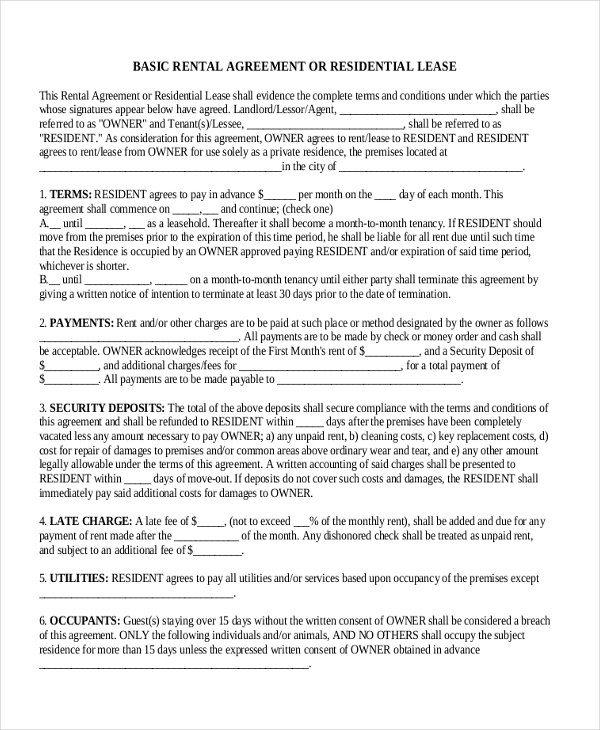 FREE 8+ Sample Renters Agreement Forms in PDF | MS Word