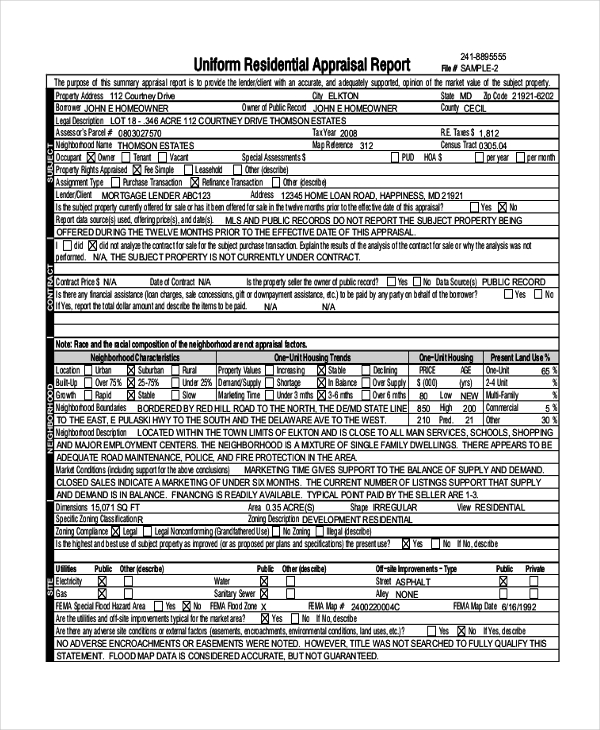FREE 8 Sample Land Appraisal Forms In PDF