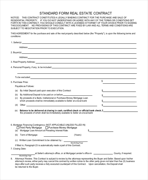 FREE 11+ Sample Real Estate Forms in PDF | MS Word