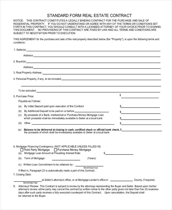FREE 7+ Sample Real Estate Agreement Sample Forms in MS Word | PDF