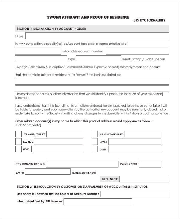 FREE 9+ Sample Sworn Affidavit Forms in PDF | MS Word