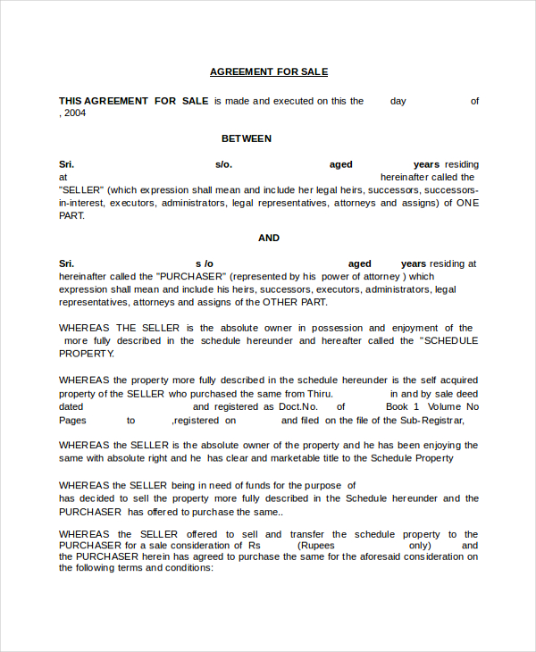FREE 9+ Sales Agreement Forms in MS Word | PDF