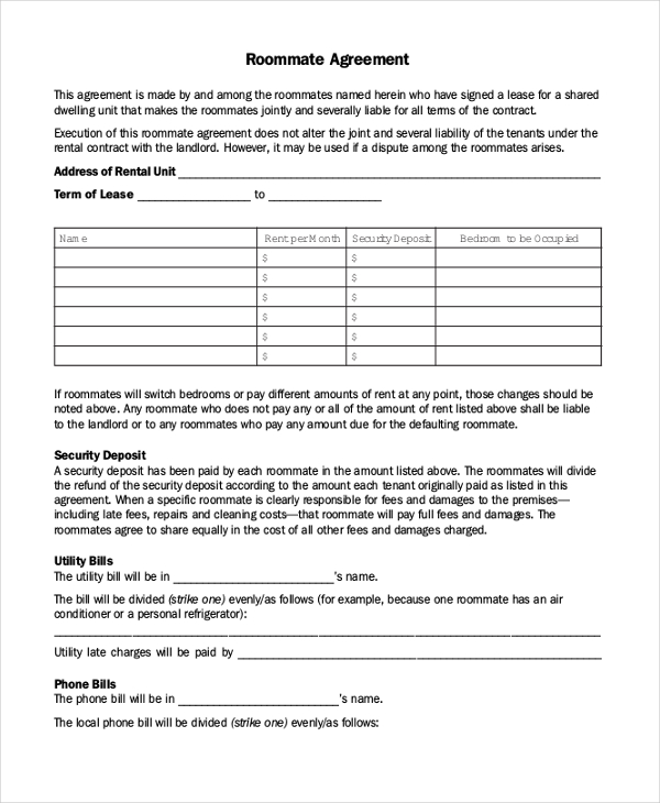 FREE 12+ Room Agreement Form Samples, PDF, MS Word, Google Docs