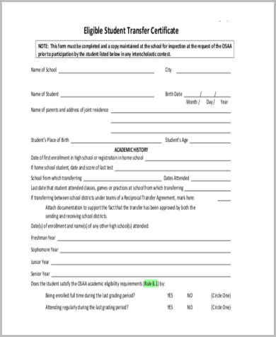 FREE 13+ School Transfer Form Samples, PDF, MS Word, Google Docs, Excel
