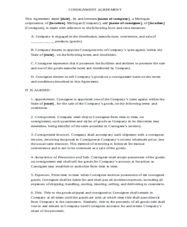 FREE 8+ Sample Consignment Agreement Forms in PDF | MS Word