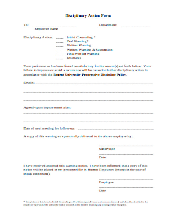FREE 11+ Employee Discipline Form Samples, PDF, MS Word, Google Docs