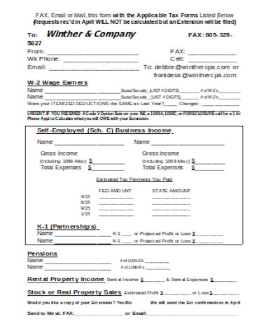 FREE 7+ Sample Income Tax Extension Forms in PDF | MS Word