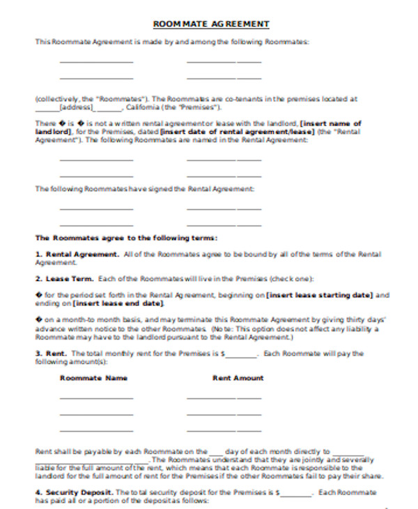 FREE 12+ Room Agreement Form Samples, PDF, MS Word, Google Docs