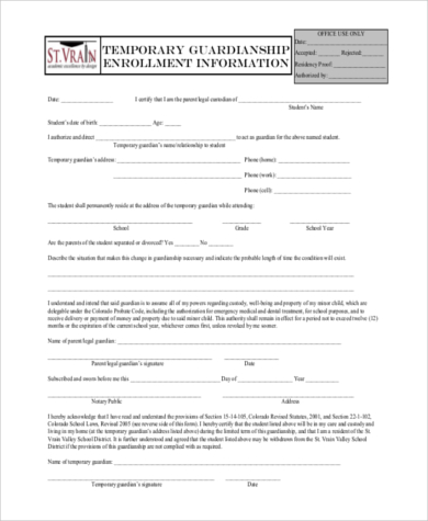FREE 11+ Temporary Guardianship Form Samples, PDF, MS Word, Google Docs