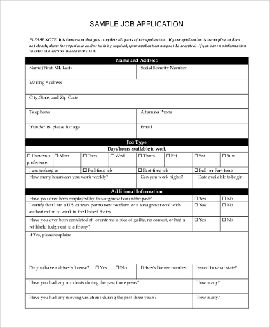 FREE 8+ Sample Target Job Application in MS Word | PDF