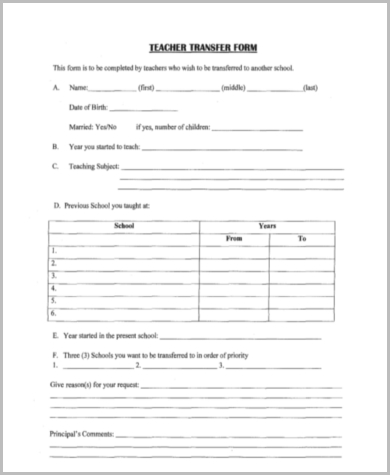 FREE 13+ School Transfer Form Samples, PDF, MS Word, Google Docs, Excel