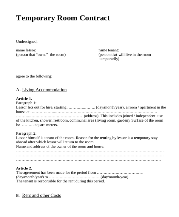FREE 12+ Room Agreement Form Samples, PDF, MS Word, Google Docs