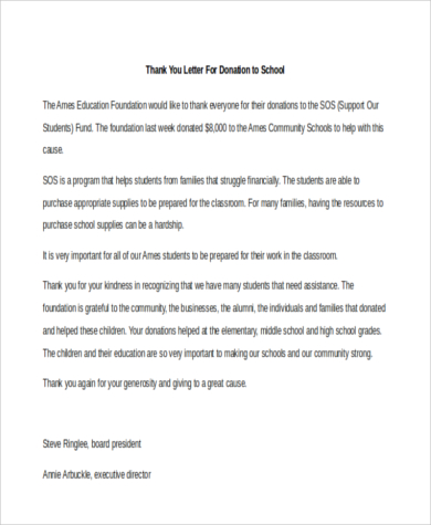 FREE 10+Thank You Letter For Donation Samples, PDF, MS Word, Google Docs