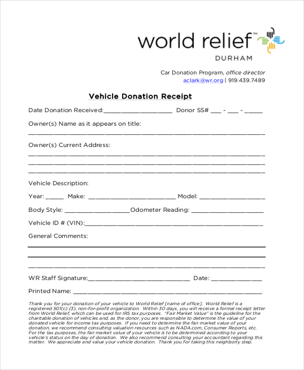 FREE 8+ Sample Donation Receipt Forms in PDF | Excel