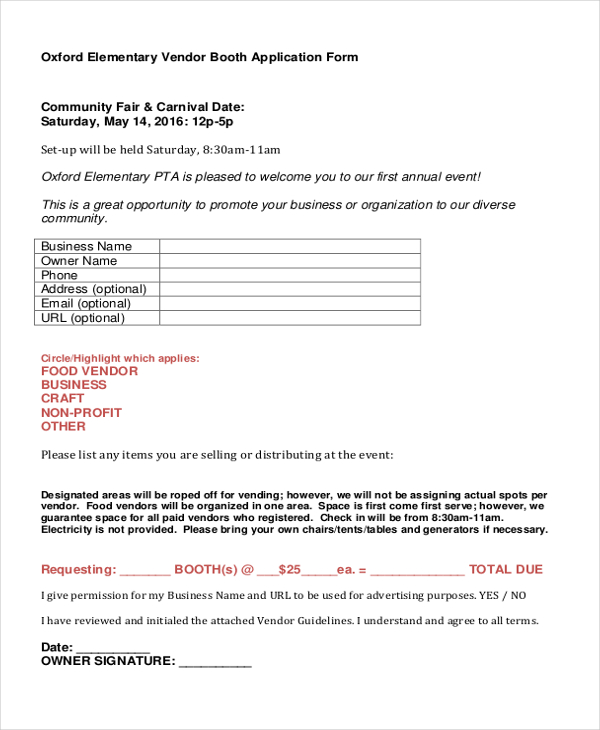 FREE 9+ Sample Vendor Application Forms in MS Word | PDF | Excel