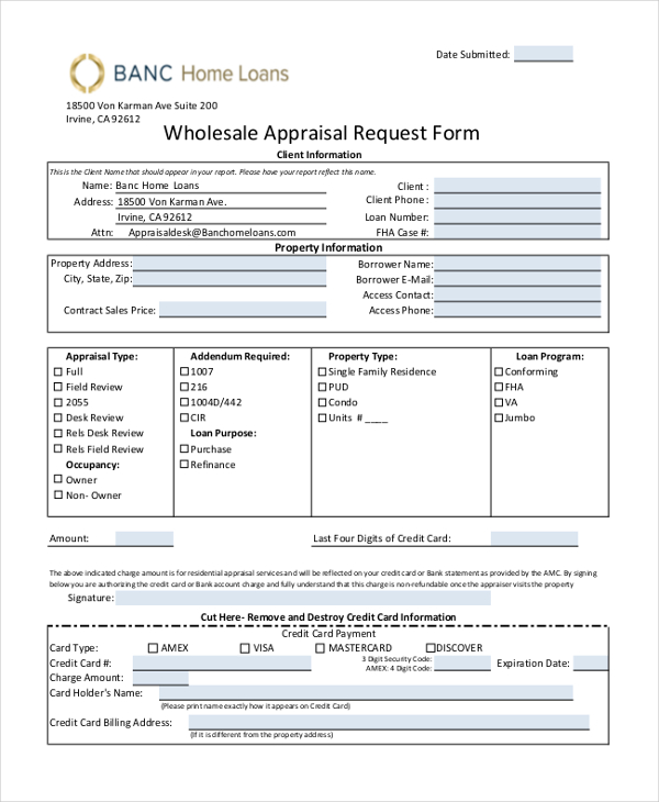 FREE 9+ Sample Appraisal Request Forms in PDF | MS Word