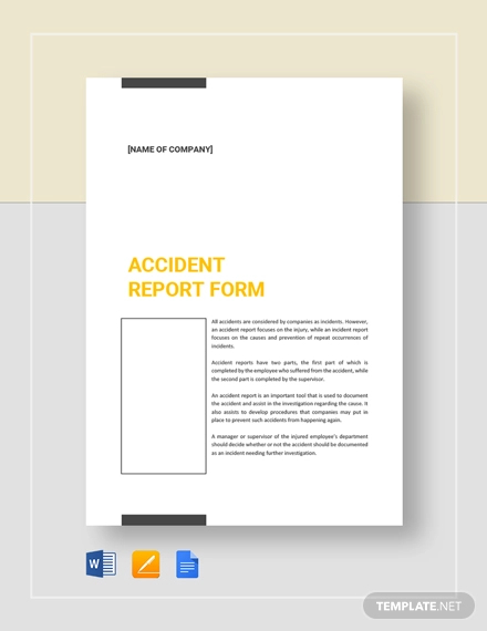 FREE 32+ Accident Report Form Samples, PDF, MS Word, Google Docs