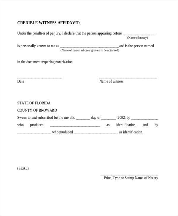 FREE 8+ Witness Affidavit Form Samples in PDF | MS Word
