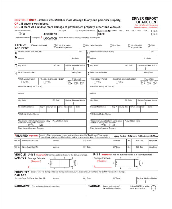 FREE 9+ Sample DMV Accident Report Forms in PDF | MS Word | Pages ...