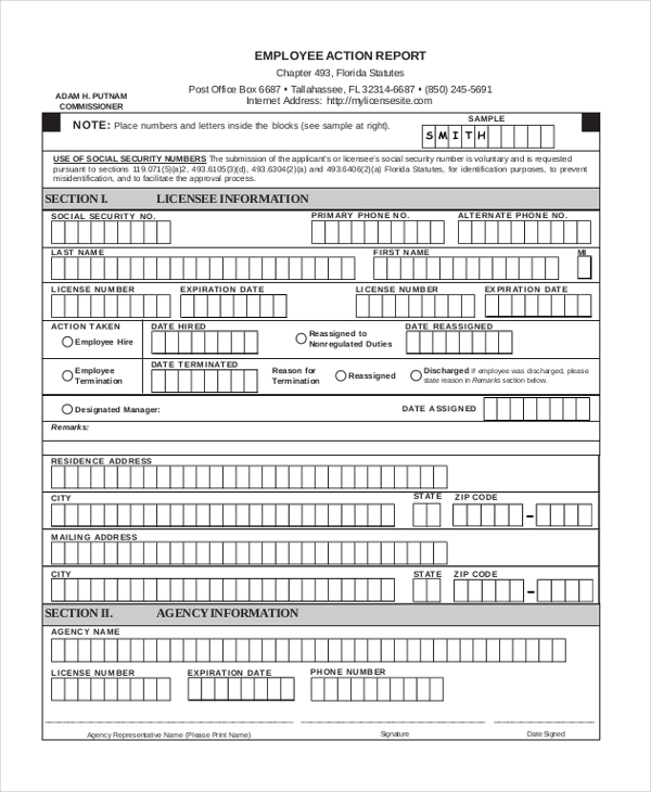 FREE 9+ Employee Action Form Samples in PDF | MS Word | Excel