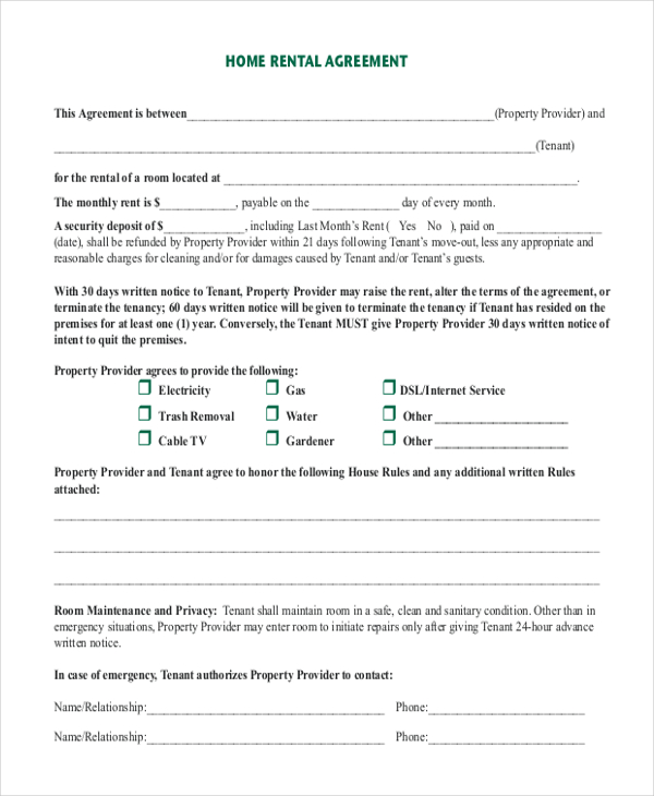 FREE 9+ Rental Agreement Form Samples in PDF | MS Word