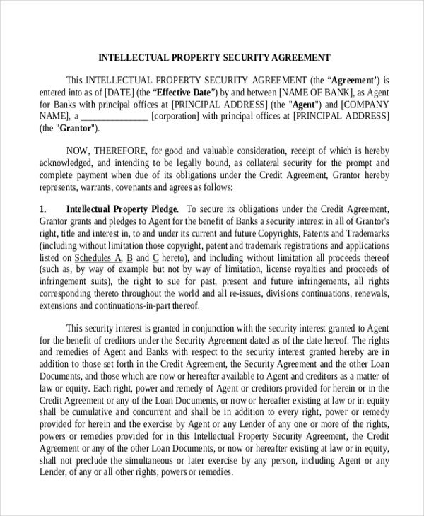 FREE 7+ Sample Security Agreement Forms in PDF | MS Word