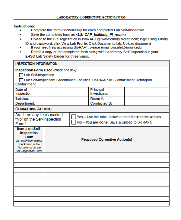 FREE 8 Sample Corrective Action Forms In MS Word PDF