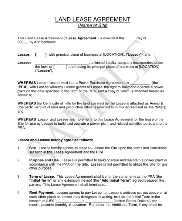 Printable Land Lease Agreement Printable Word Searches