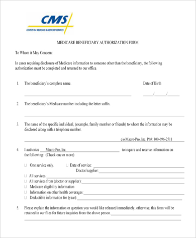 FREE 8+ Sample Medicare Authorization Forms in PDF | MS Word