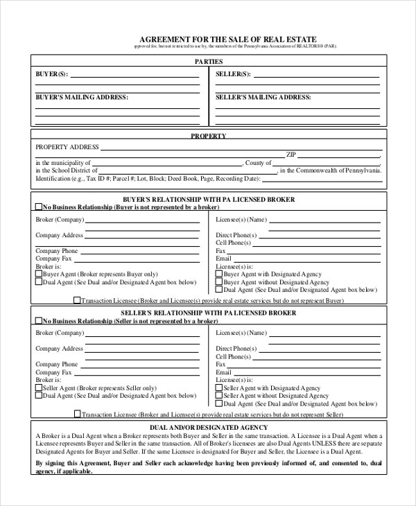 FREE 8 Sample Real Estate Agreement Forms In PDF MS Word