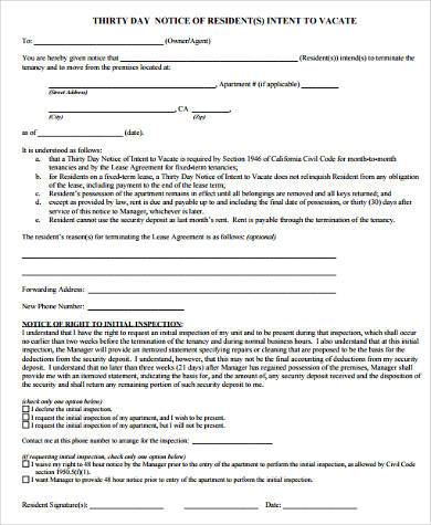 FREE 10+ 30-Day Notice to Move Out Samples, PDF, MS Word, Google Docs