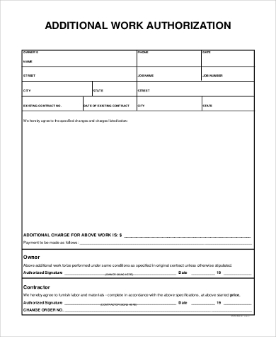 FREE 10+ Sample Work Authorization Forms in MS Word | PDF | Excel