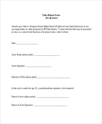 FREE 9+ Sample Actor Release Forms in PDF | MS Word