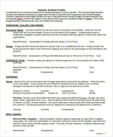 FREE 9+ Sample Annual Budget Forms in PDF | MS Word | Excel