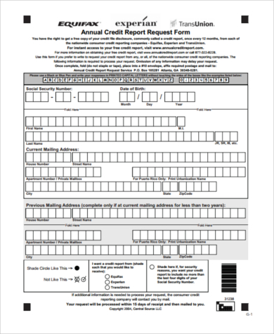 FREE 7+ Sample Annual Credit Report Forms in MS Word | PDF | Pages